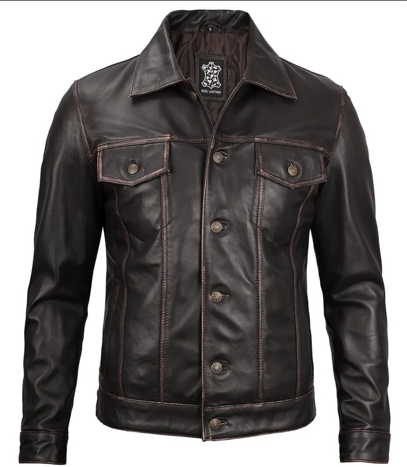 Handmade Brown Leather Jacket Men's Bomber Leather Jacket Zipper ...