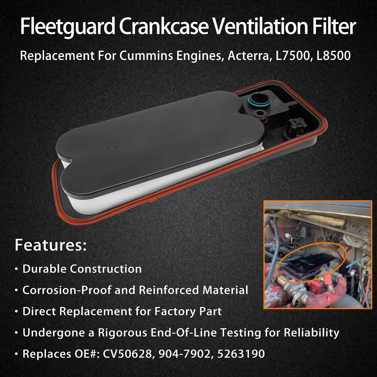 CV50628 Crankcase Ventilation Filter For Fleetguard Cummins Engines 08 ...