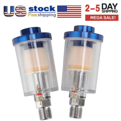 2PC Spray Paint Gun 1/4" Air In-line Oil Water Separator Mini Filter ...
