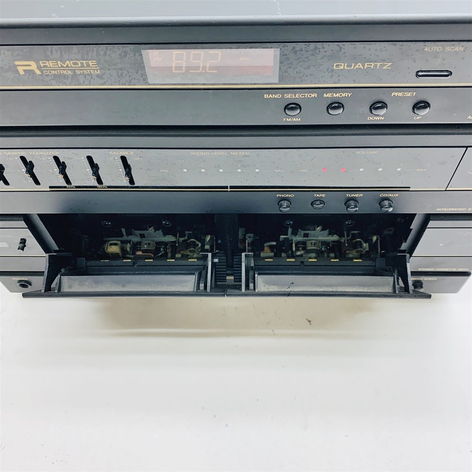 Sharp SG-F800 Black 33/45 RPM Record Player 2-Slot Cassette AM-FM Radio ...