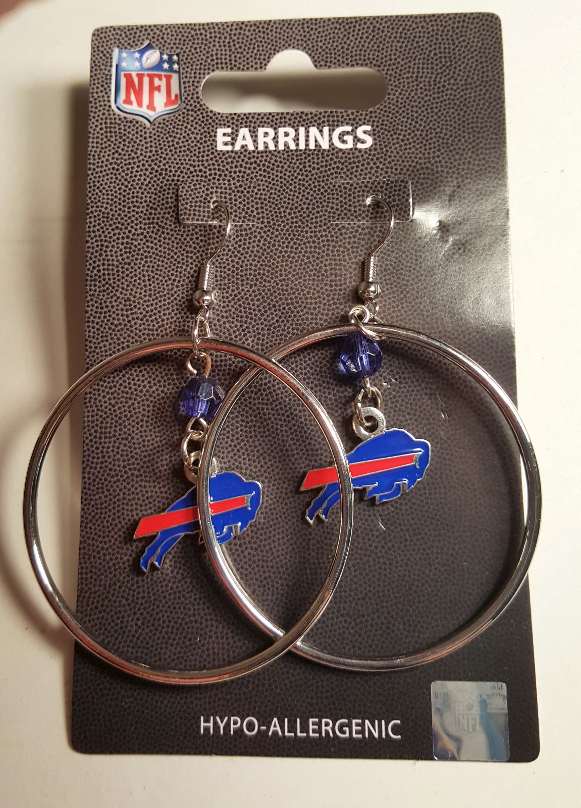 NFL EARRINGS TEAM 2" HOOP COLOR BEAD DANGLE STYLE WITH HOOP YOU CHOOSE ...