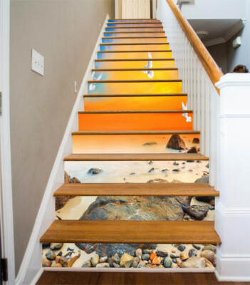 3D White Pigeon Sunset AZ013 Stair Risers Decoration Mural Vinyl ...