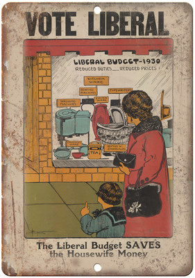 Vote Liberal RARE Political Party Poster 12" x 9" Reproduction Metal ...