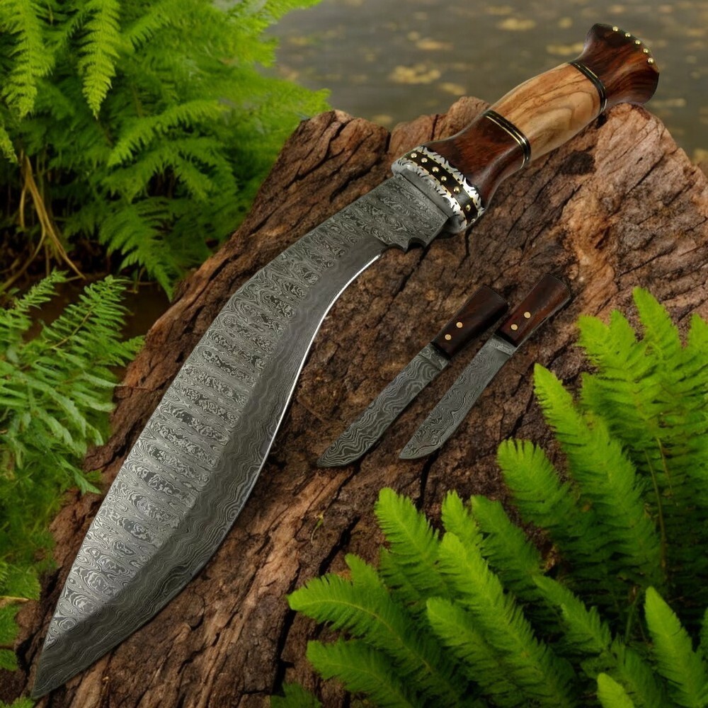 Custom Handmade Damascus Steel Kukri Knife Machete Gurkha