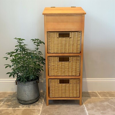 Wooden Vegetable Potato Store Storage Rack with Wicker Style Baskets ...