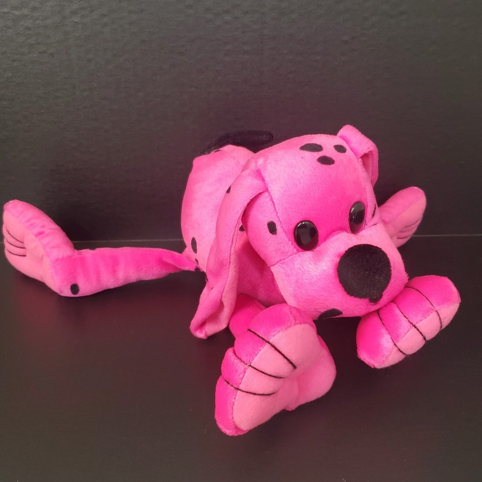 Toy Works Magenta Pink Dalmation Spotted Floppy Dog Plush 12" Stuffed ...