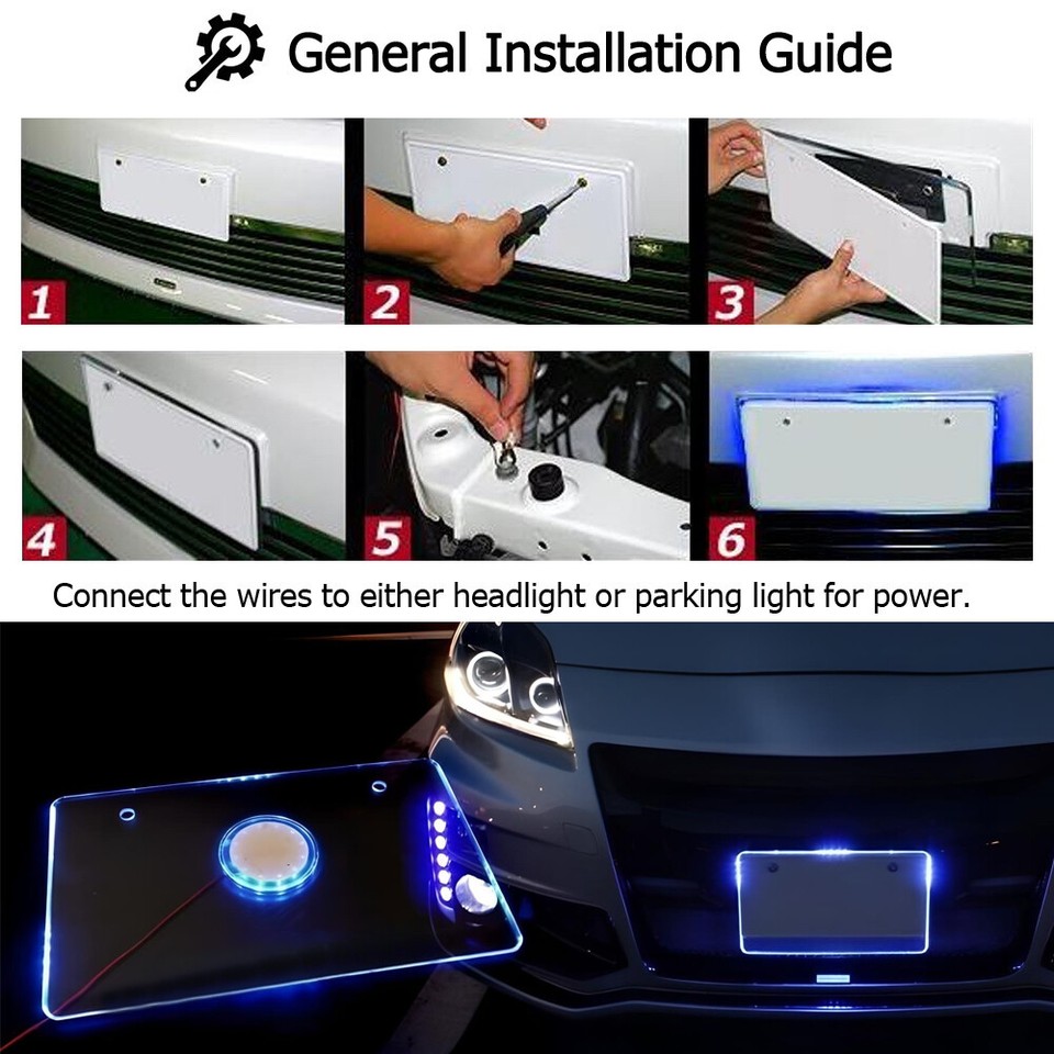 JDM Style Blue LED Illuminated Background Light Frame Kit For US ...