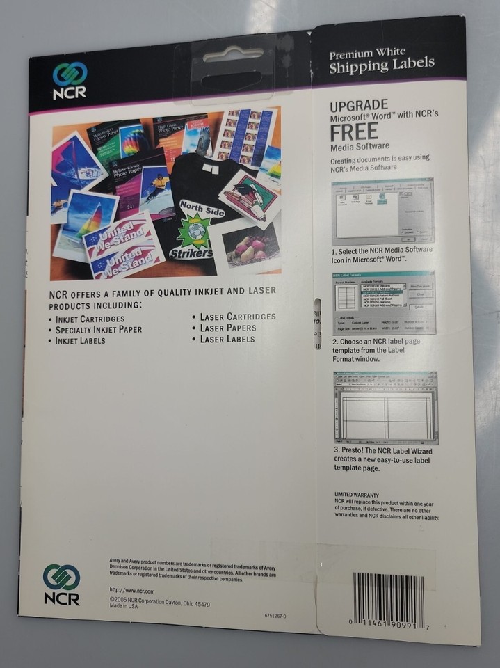 Vtg NCR Premium White Shipping Labels 12 sheets of 10 Labels (120 ...