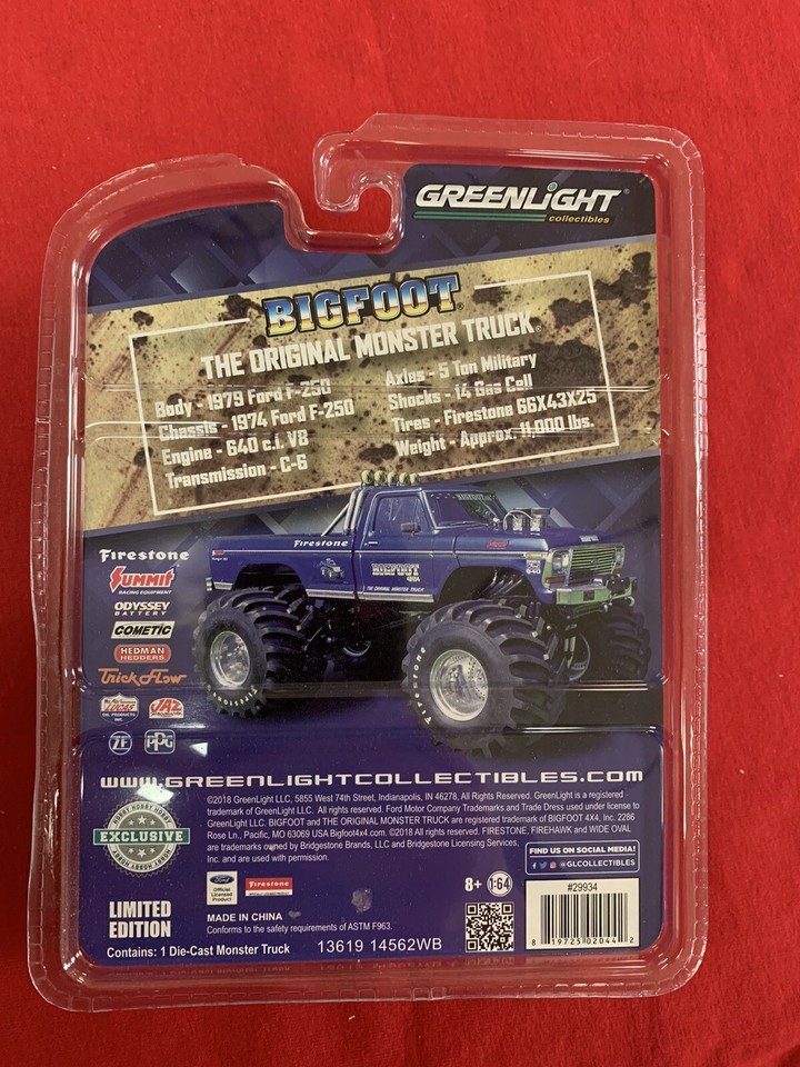 1/64 GREENLIGHT BIGFOOT #1 THE ORIGINAL MONSTER TRUCK 1974 FORD F-250 ...