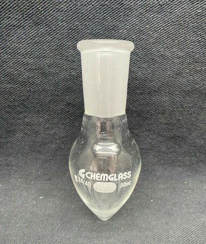Chemglass 50mL Glass Pear Shaped Heavy Wall Boiling Flask 24/40, CG ...