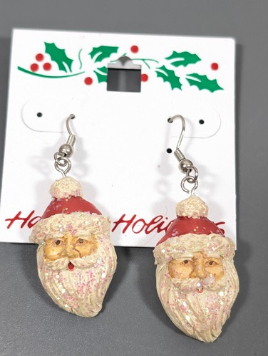 Christmas Santa Clause St Nick Glitter Resin Country Style Dangle ...