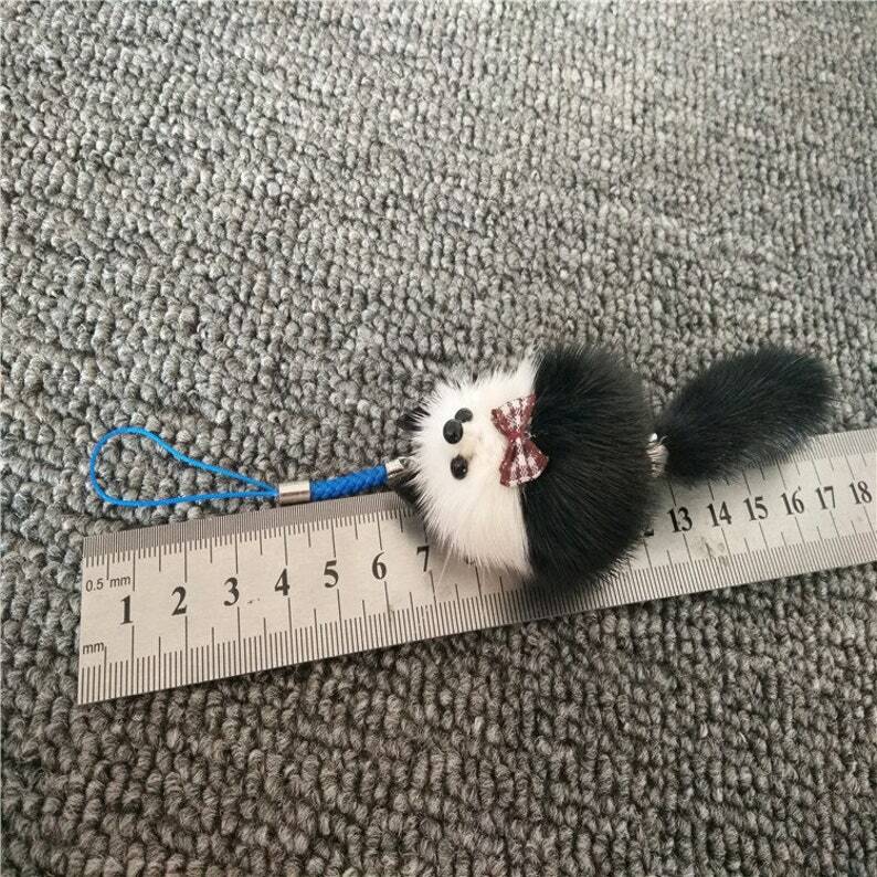 Furry Animal Keychain Real Mink Fur Lovely Fox Cute Gift Idea Bags ...