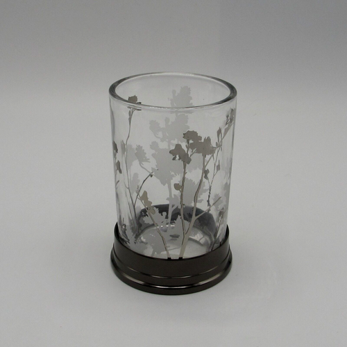 BELLA LUX GLASS BATH VANITY TUMBLER CUP FLORAL DESIGN BNWT | eBay