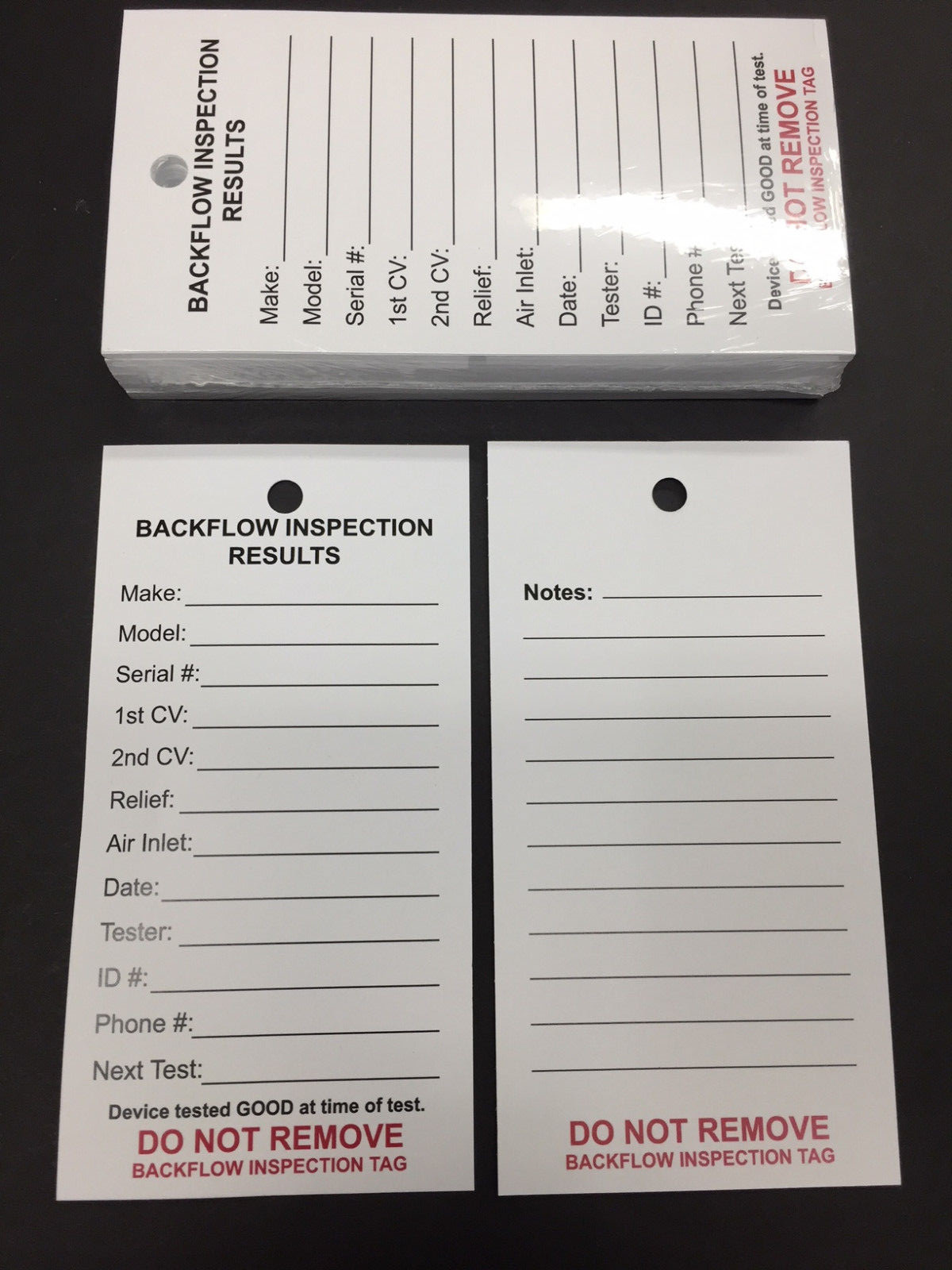 Backflow Inspection Tags - Tear Proof - Waterproof / UV Resistant (Pkg ...