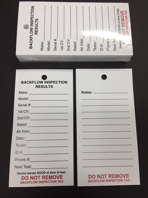 Backflow Inspection Tags - Tear Proof - Waterproof / UV Resistant (Pkg ...