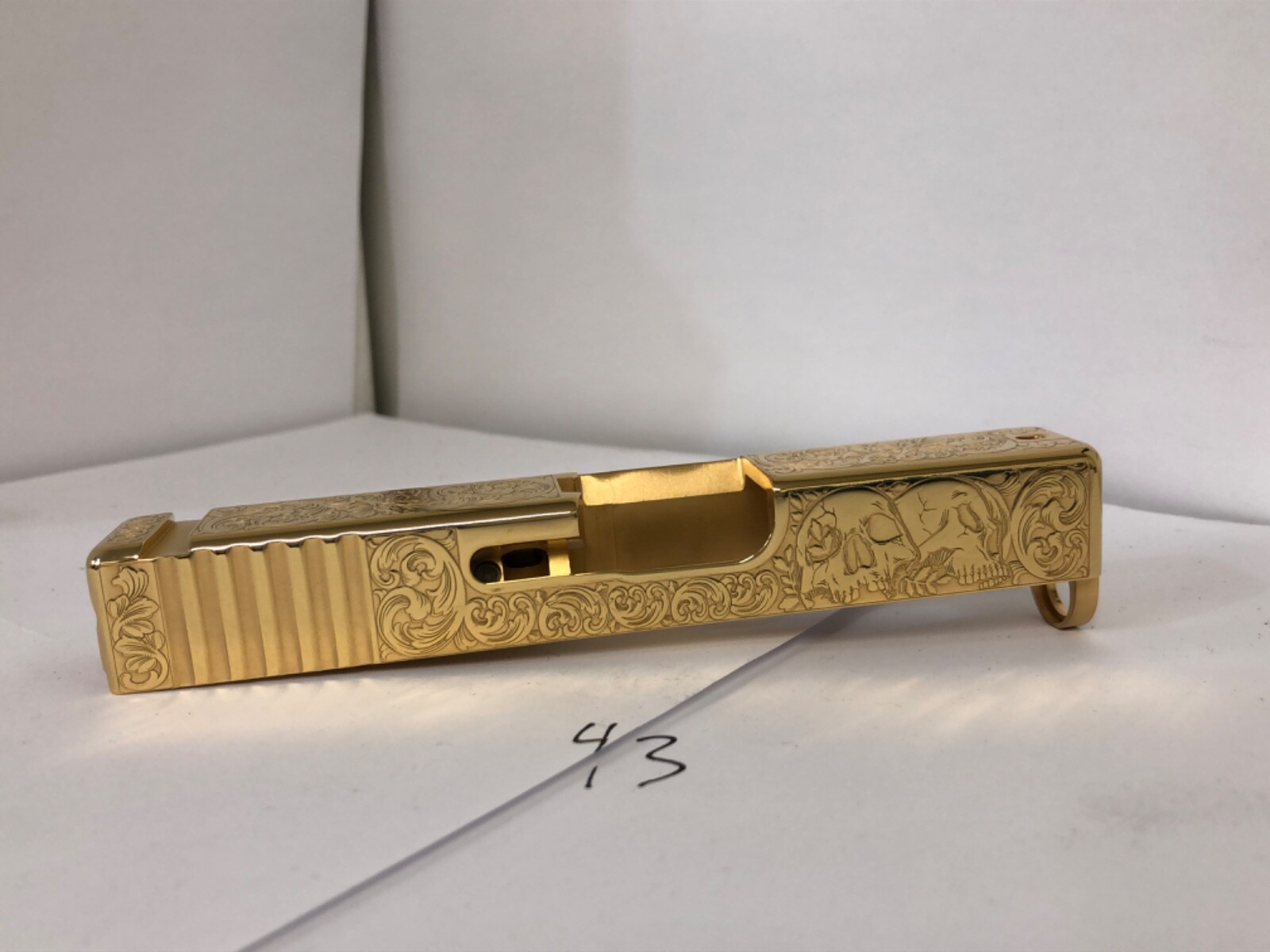 DEEP Laser engraved 24k gold plated glock 43 Slide gen 3 skulls n ...
