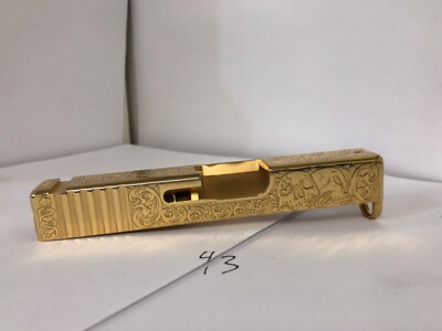 DEEP Laser engraved 24k gold plated glock 43 Slide gen 3 skulls n ...