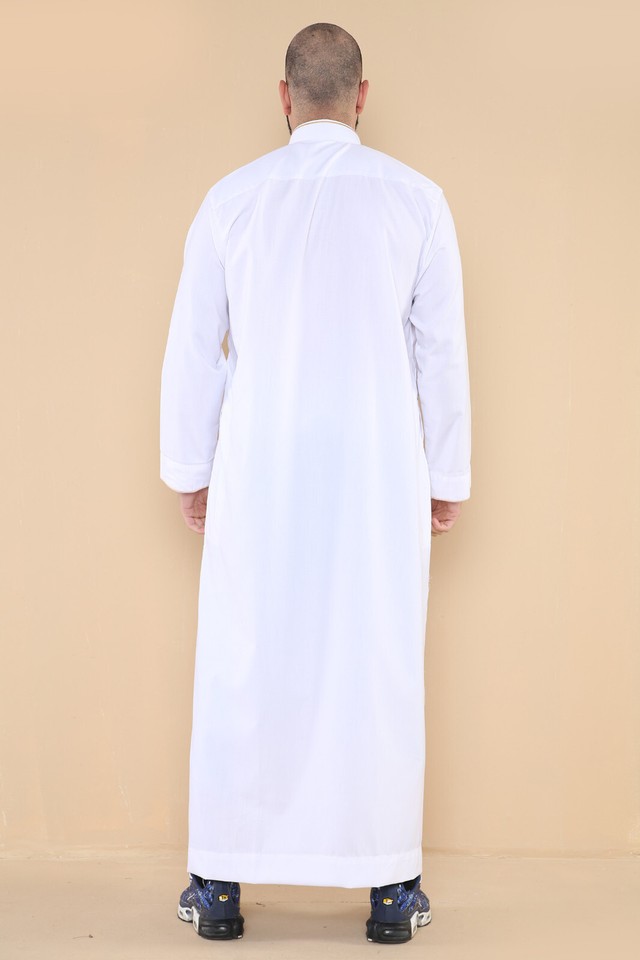 Herren Weiß Thawb Jubba Emirati Islamisches Arabische Eid Stickerei ...