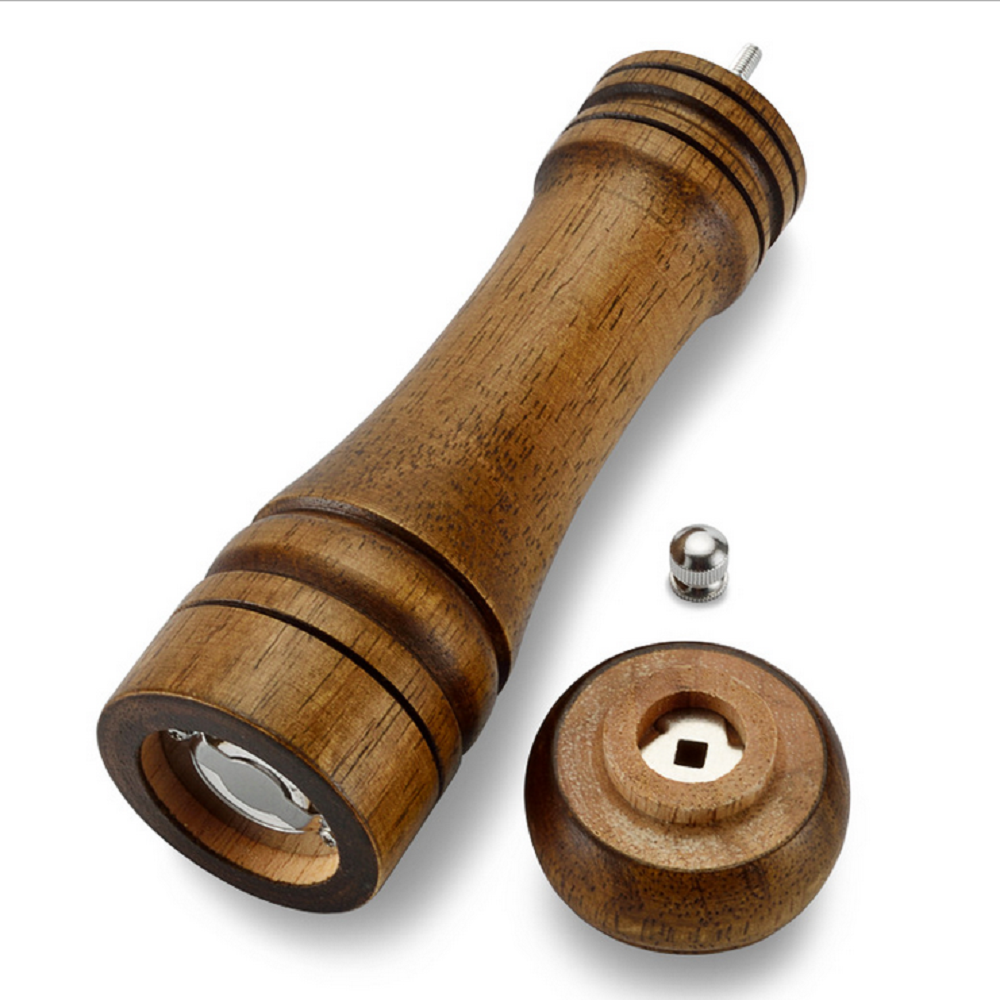 Cooking Salt and Pepper Grinder Hand Movement Oak Wood Pepper Mill ...