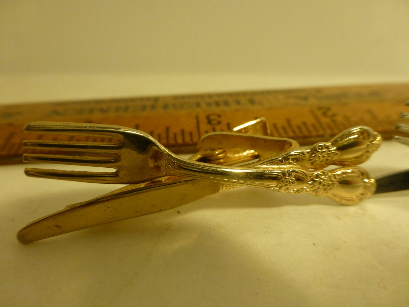 Pair Vintage Silver Tone Fork & Knife Clips Pins Clasps Foodie ...