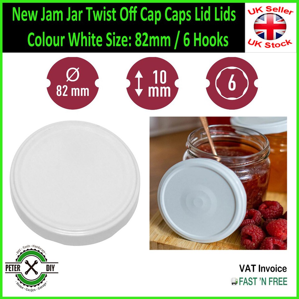 New Jam Jar Twist Off Cap Caps Lid Lids Colour: Gold or White Size: 66 ...