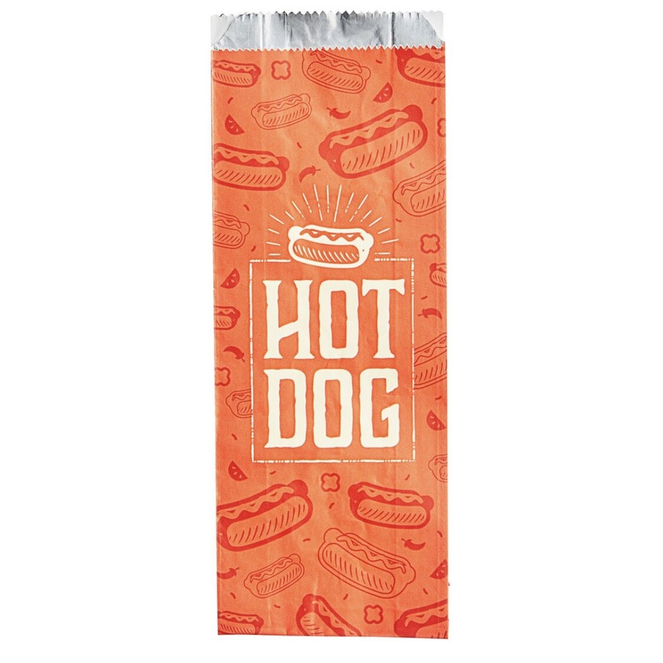 Printed Foil Hot Dog Bag Food Bag 3.5''x9''x1.5'' Perfect for Snack Bar ...
