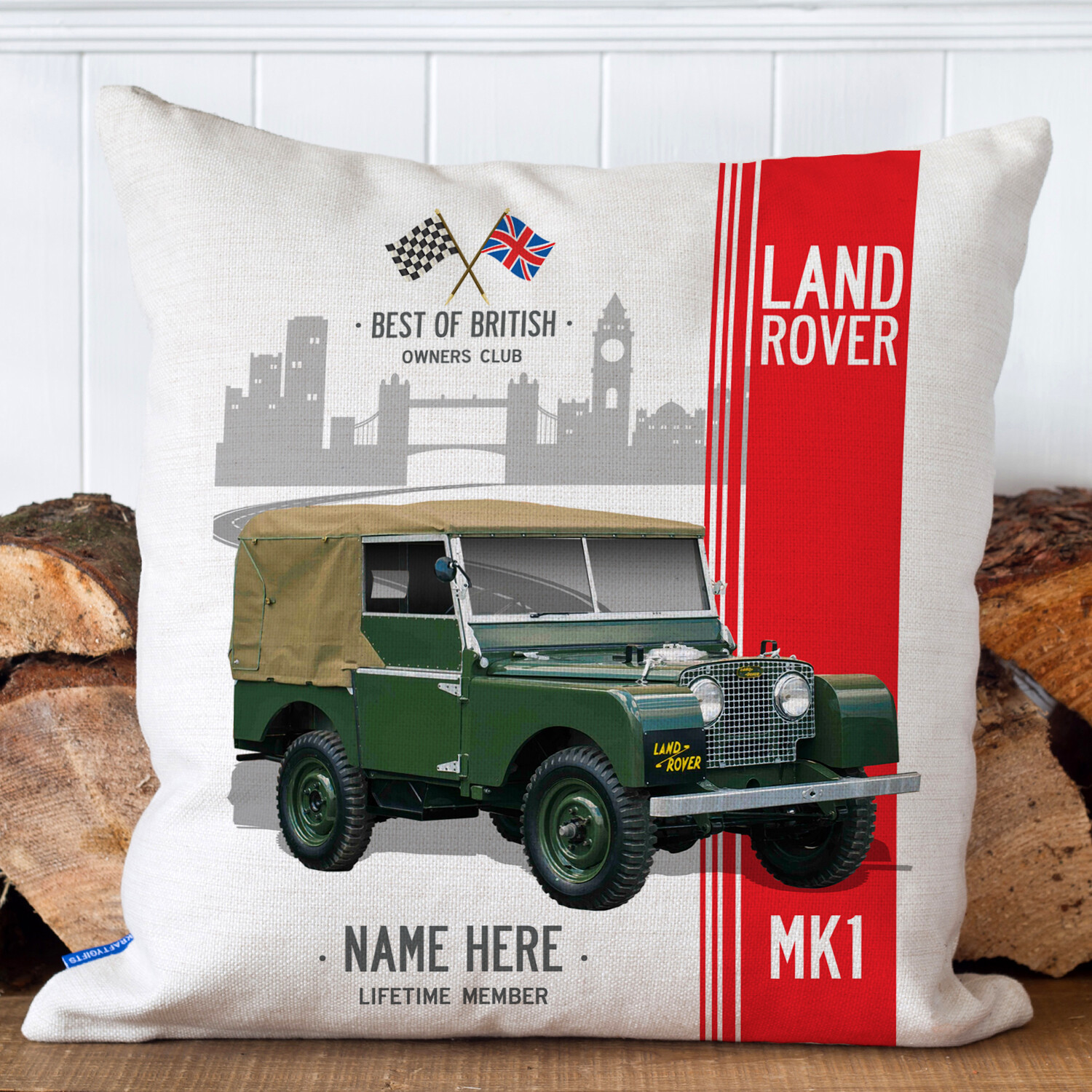 Personalised LAND ROVER Cushion Cover MK1 British Classic Car Pillow ...