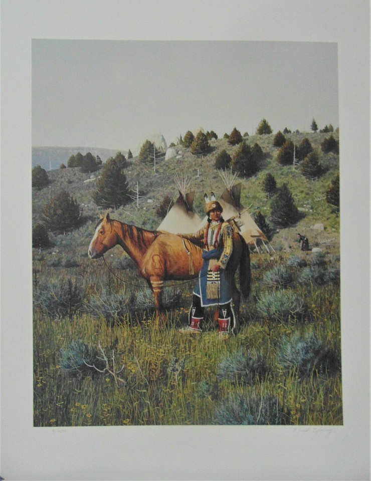 NED YOUNG (3) Western Art Prints Native American buffalo hunter horse S ...