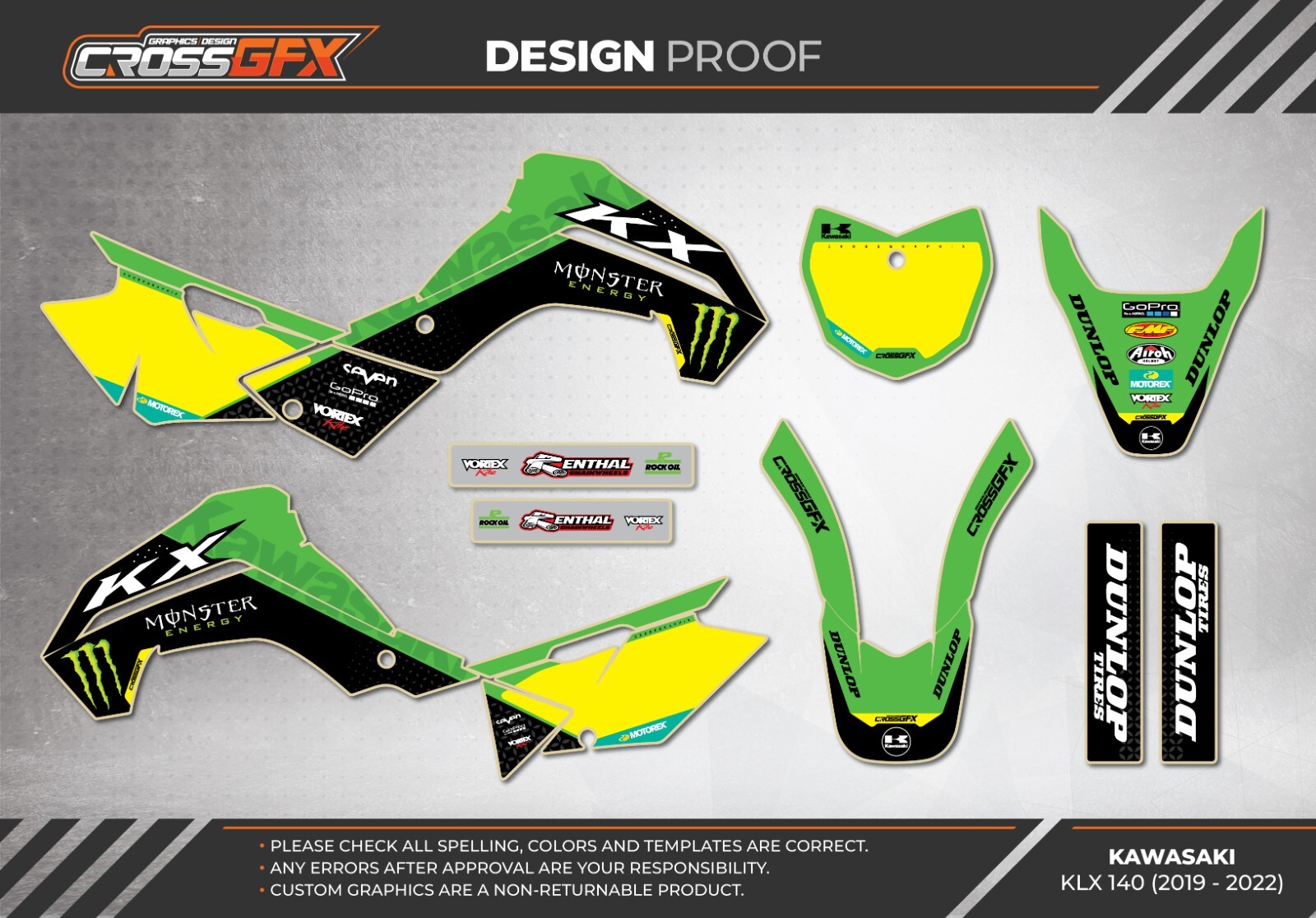 2019 2020 2021 2022 KLX 140 Graphics Kit For Kawasaki KLX140 Green | eBay