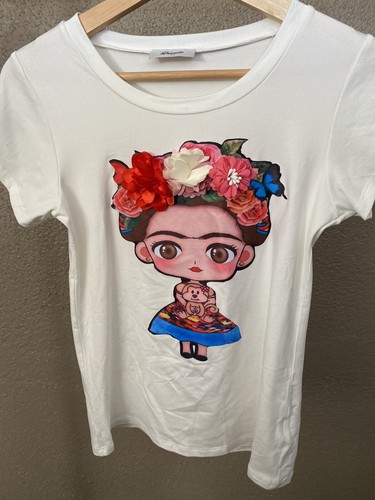Davida Frida Kahlo Flower Crop Shirt Size S | eBay