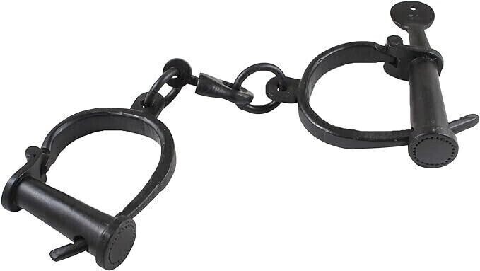 BLACK HANDCUFF PRISON HANDCUFF CUFFS SHACKLES ANTIQUE STYLE FINISH | eBay