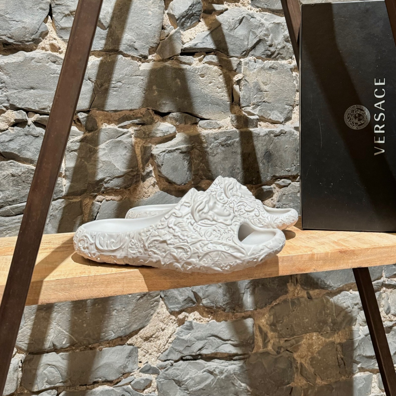 Versace Grey Barocco Medusa Dimension Pool Slides - S… - Gem