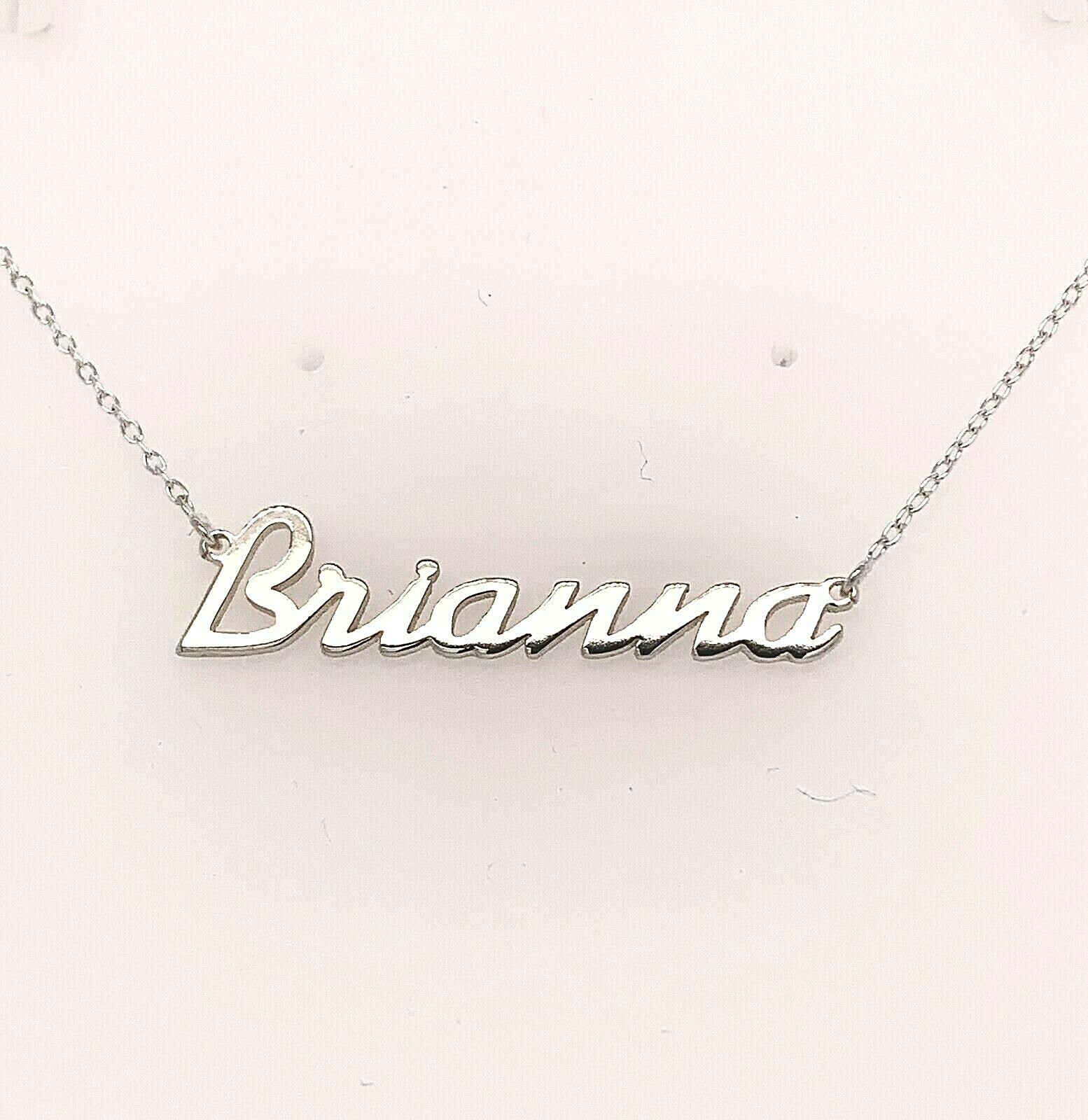 Brianna Name Plate Necklace Pendent Sterling Silver female Personalized ...
