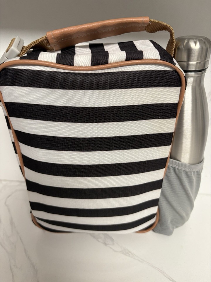 The Foundry Insulated Lunch Bag Black White Striped + Sandwich ...