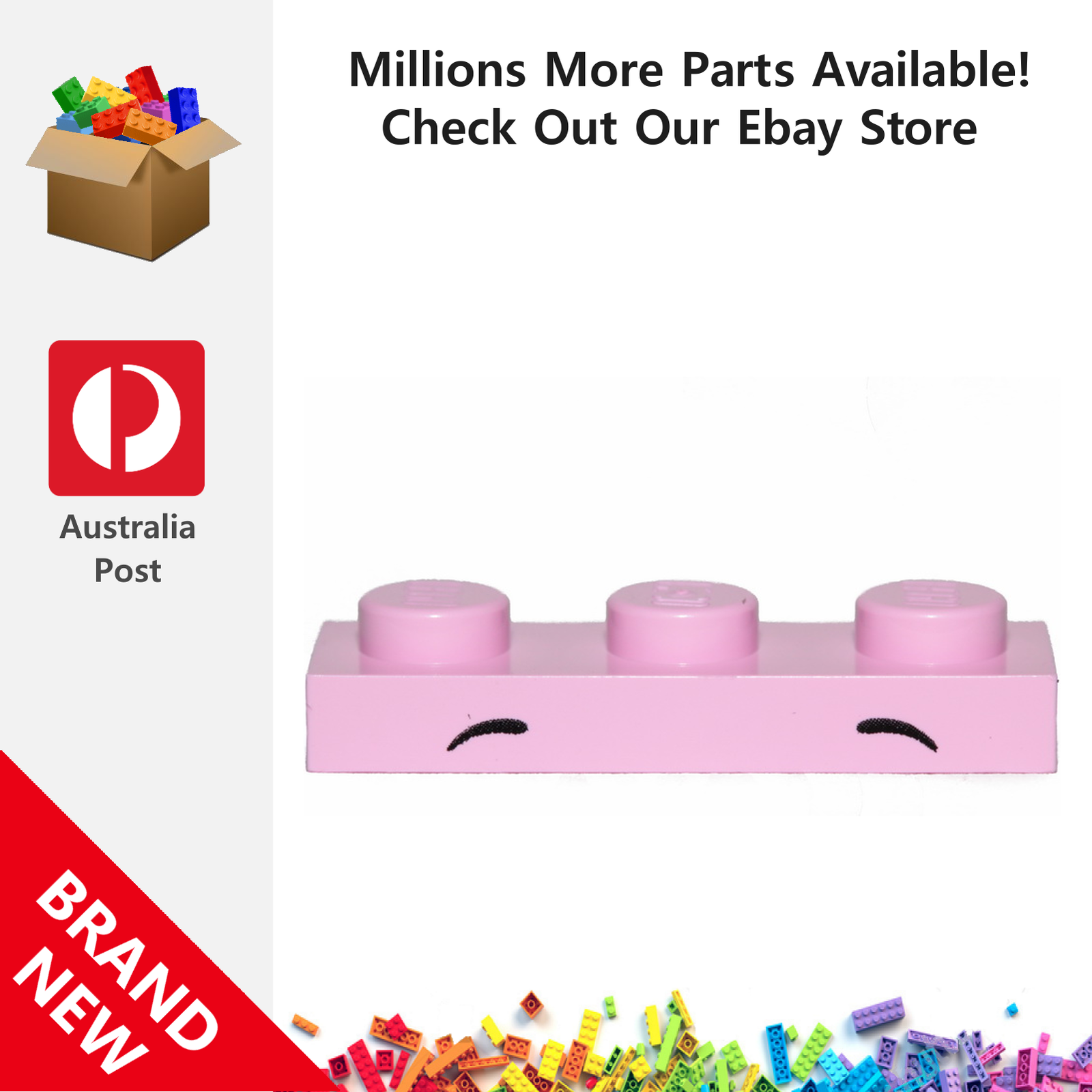 Genuine LEGO™ Bright Pink 1 x 3 with 2 Small Black Arcs Plates 3623 ...