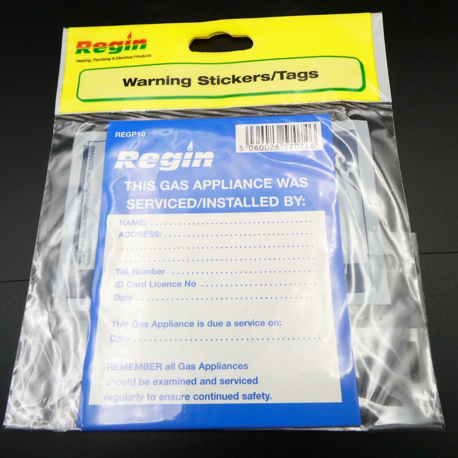 Regin REGP10 Gas Appliance Serviced Stickers (pack of 8) for sale ...