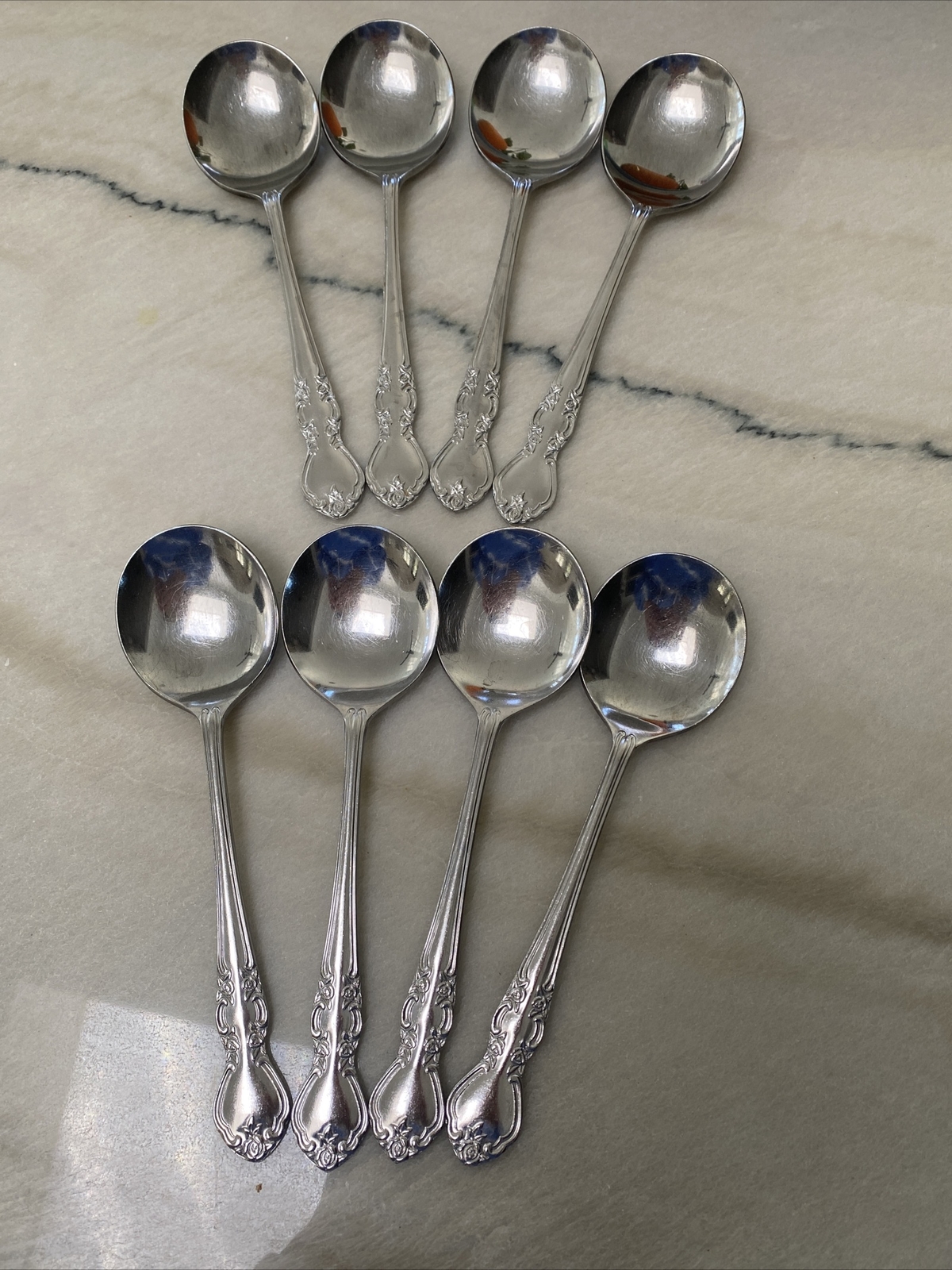 X8 National Silver ELIZABETHAN II Stainless Nasco Flatware Soup Spoon ...