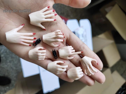 1:6 Nail Finger Hands Shape Props Replaceable Fit 12in Female Pale ...