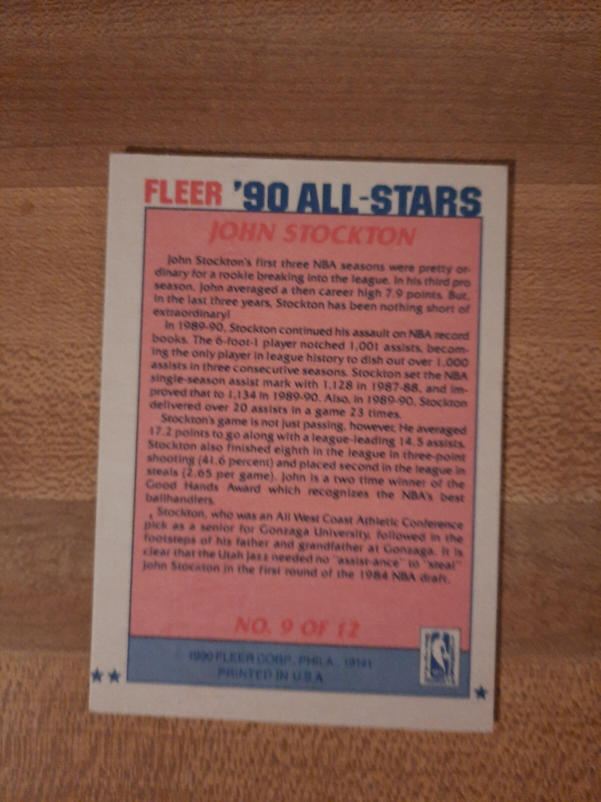 1990-91 Fleer - All-Stars 4 Stars on Front #9 John Stockton for sale ...