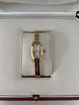 Authentic Cartier Lanieres Mini Tonneau 18k Gold Watch | eBay