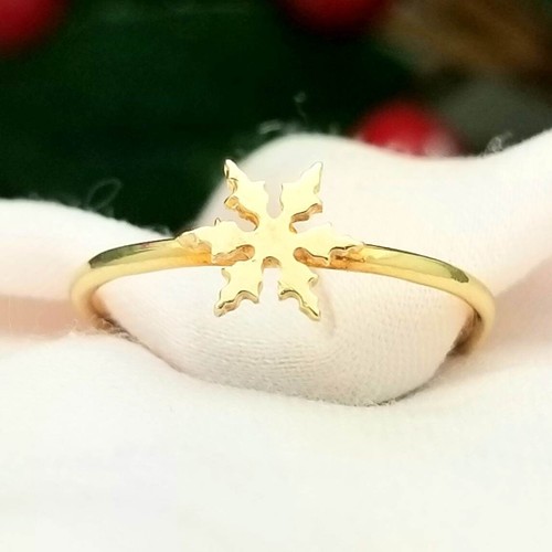 14K Thin Snowflake Ring-Yellow Gold-6mm Snowflake-1.5mm Band-Vintage ...