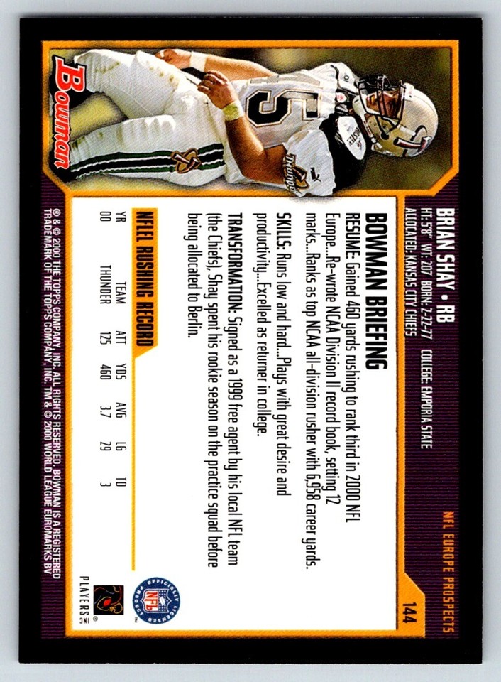 Brian Shay 2000 Bowman #144 | eBay