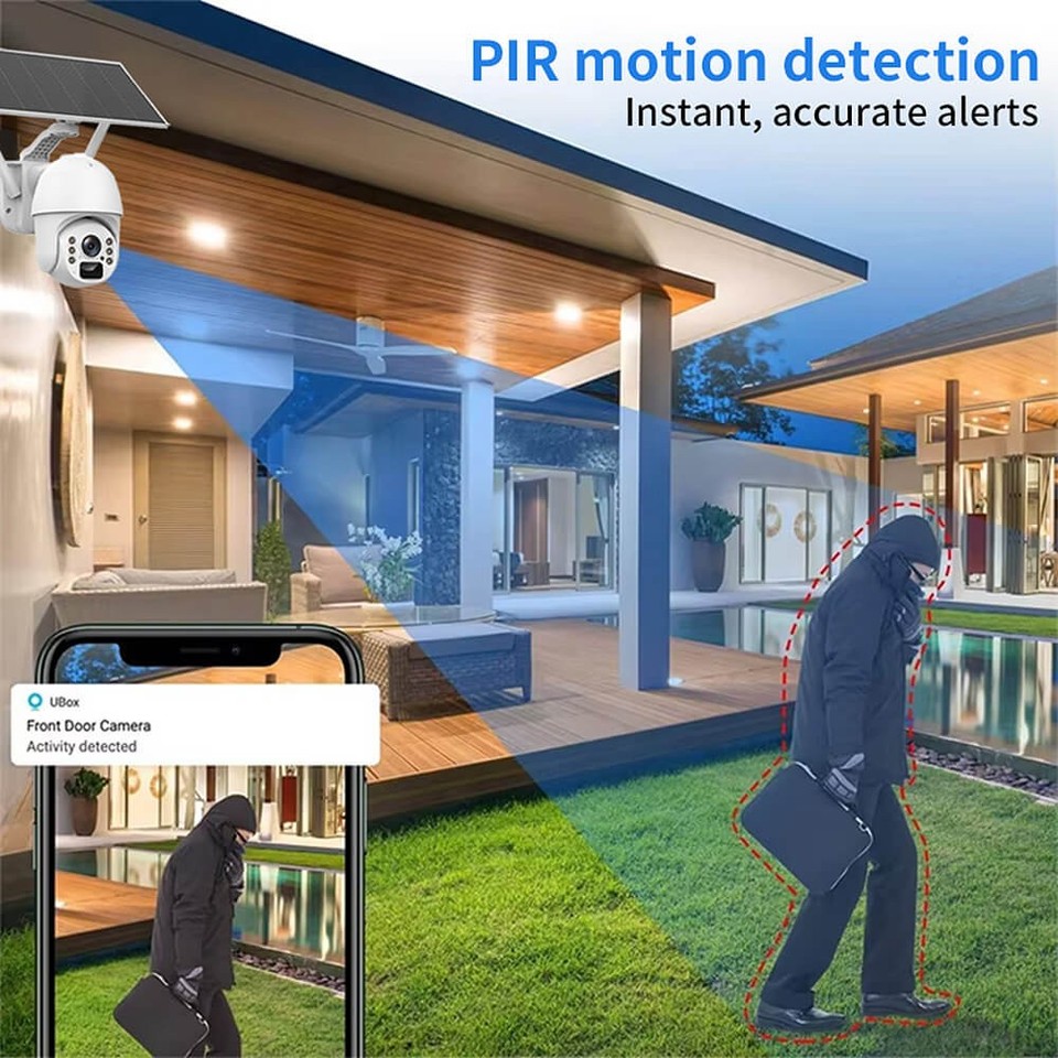 UBOX 4G Wireless Solar Security Camera PTZ Camera Full Color Night ...