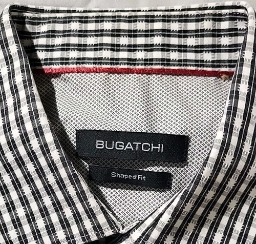 Bugatchi Long Sleeve Shirt Shaped Fit M Microchip Pattern Button Up ...