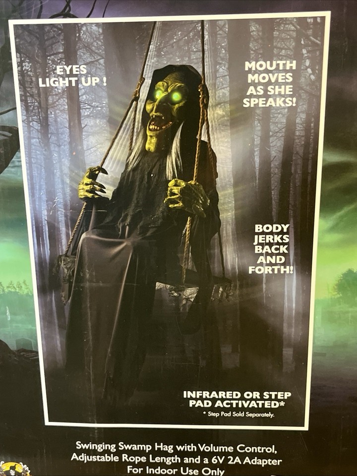Spirit Halloween Swinging Swamp Hag Witch Large Animated Prop With Box ...