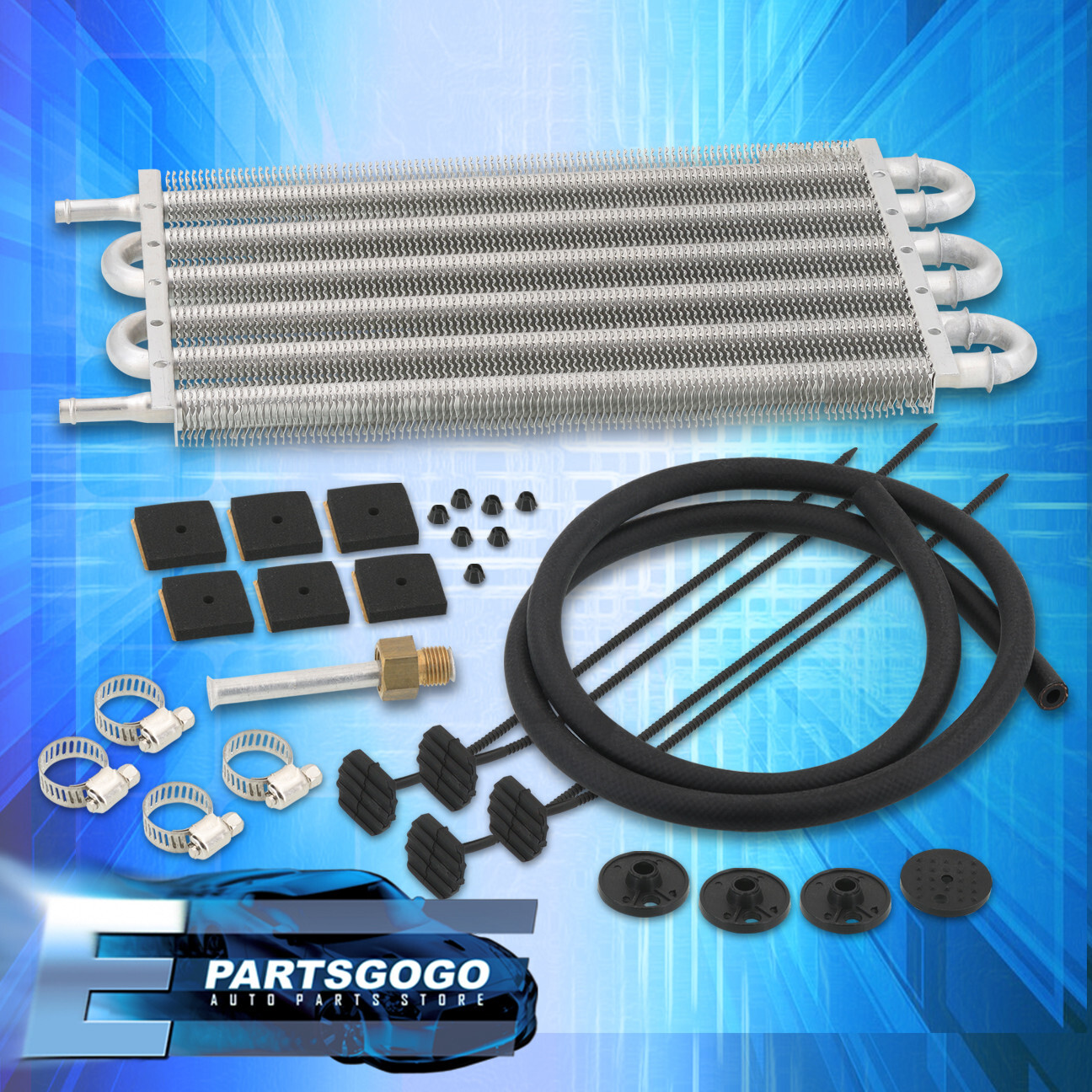 Universal Aluminum Oil Transmission Power Steering Cooler Kit 12" x 7.5 ...