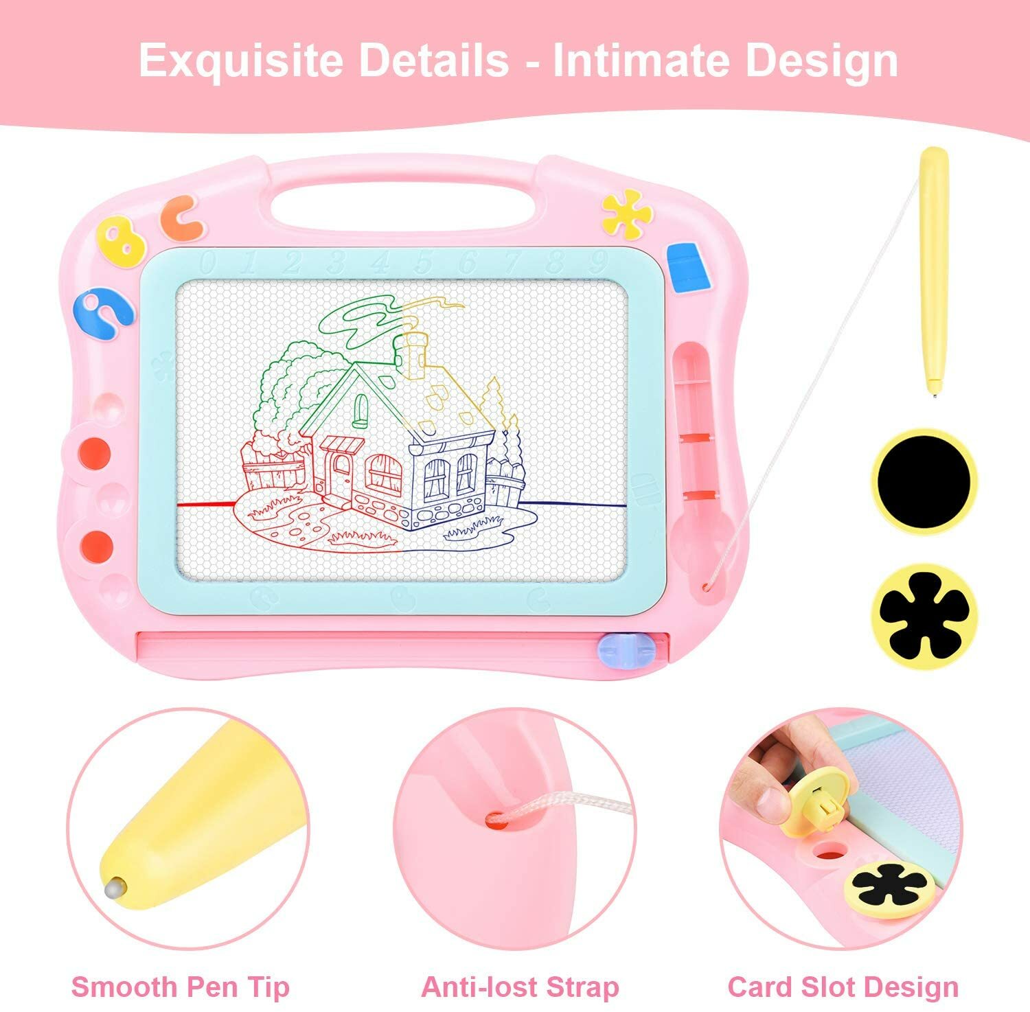 Magnetic Drawing Board Erasable for Kids Toys for Toddlers Pink Tablet ...