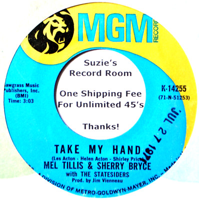 Mel Tillis & Sherry Bryce Take My Hand / Life's #B Country EX/Str VG 45 ...