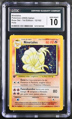 CGC 10 1st Edition Base Set Italian Ninetales Holo 1999 2000 Pokemon ...