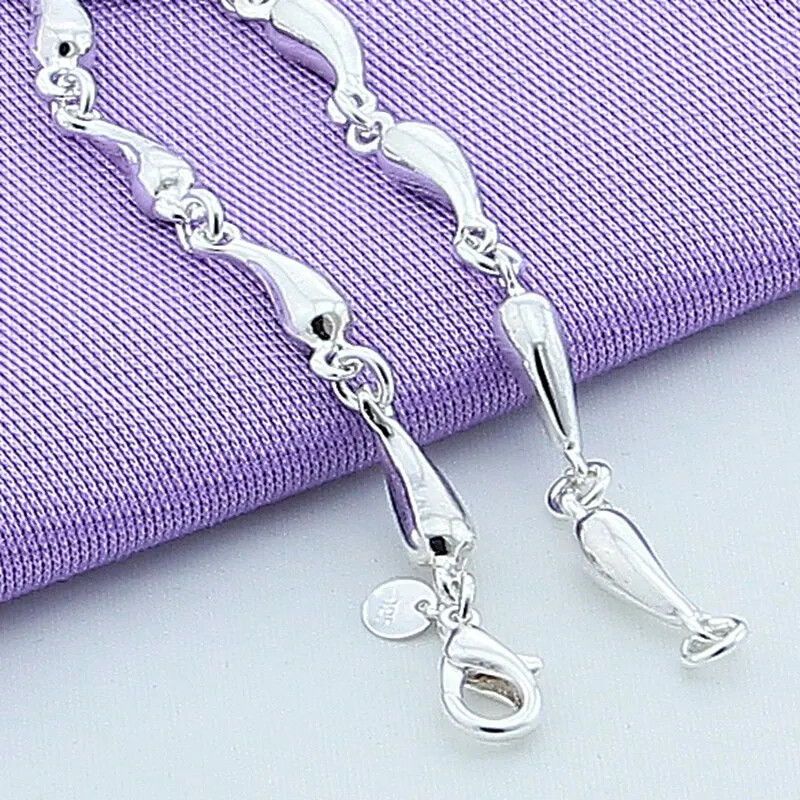 DOTEFFIL 925 Sterling Silver Water Droplets/Raindrops Bracelet Party Jewelry | eBay